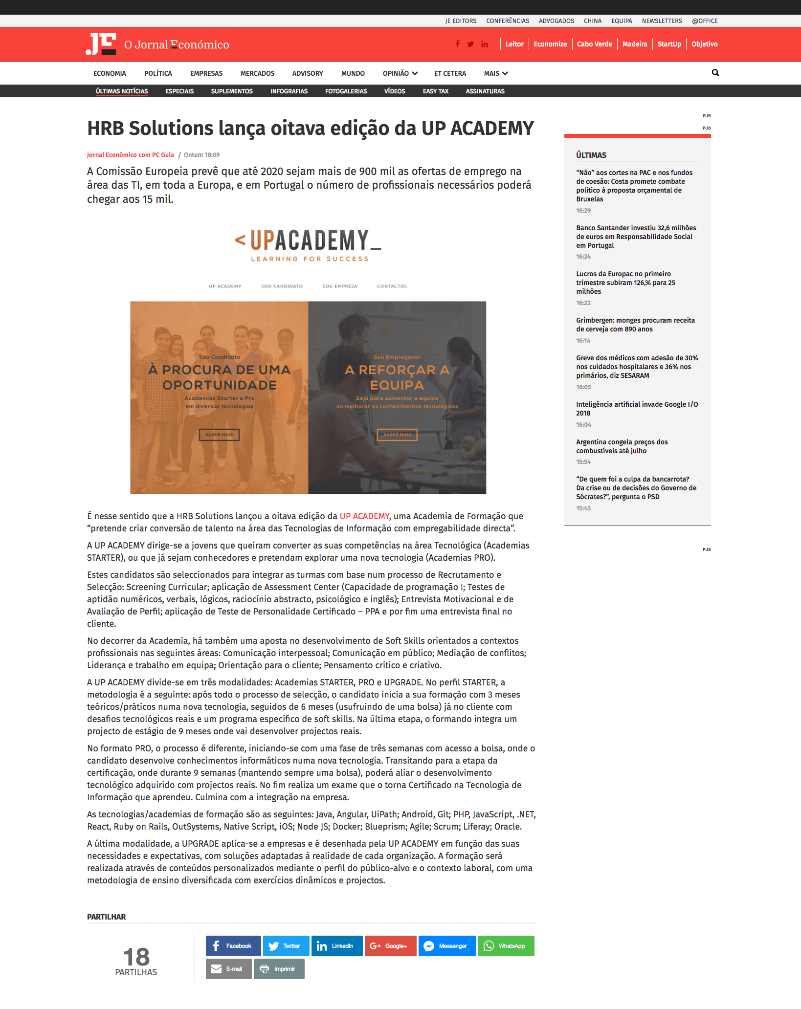 HRB Solutions lança oitava edição da UP ACADEMY - O Jornal Económico ...